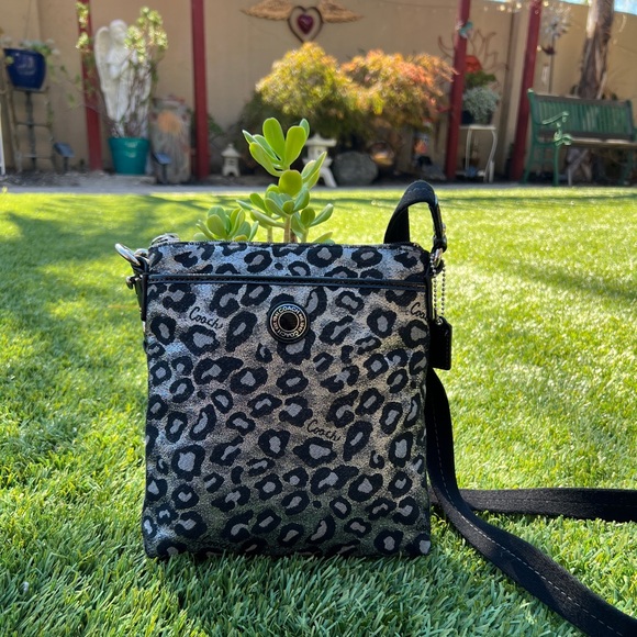 Coach | Bags | Coach Ocelot Metallic Fabric Leopard Print Crossbody Bag ...